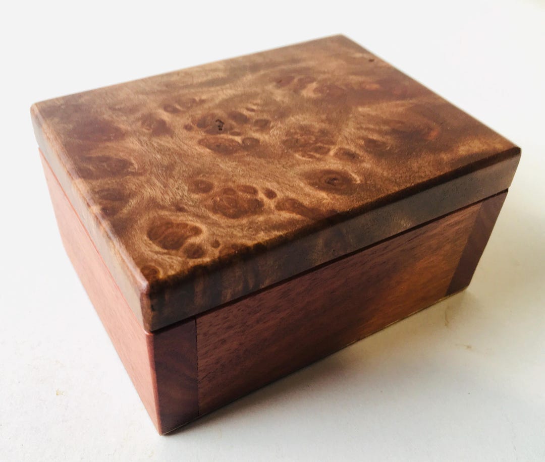 Wooen Jewellery Box Very Rare Elm Burl Elegant Unique Collectors Hand ...
