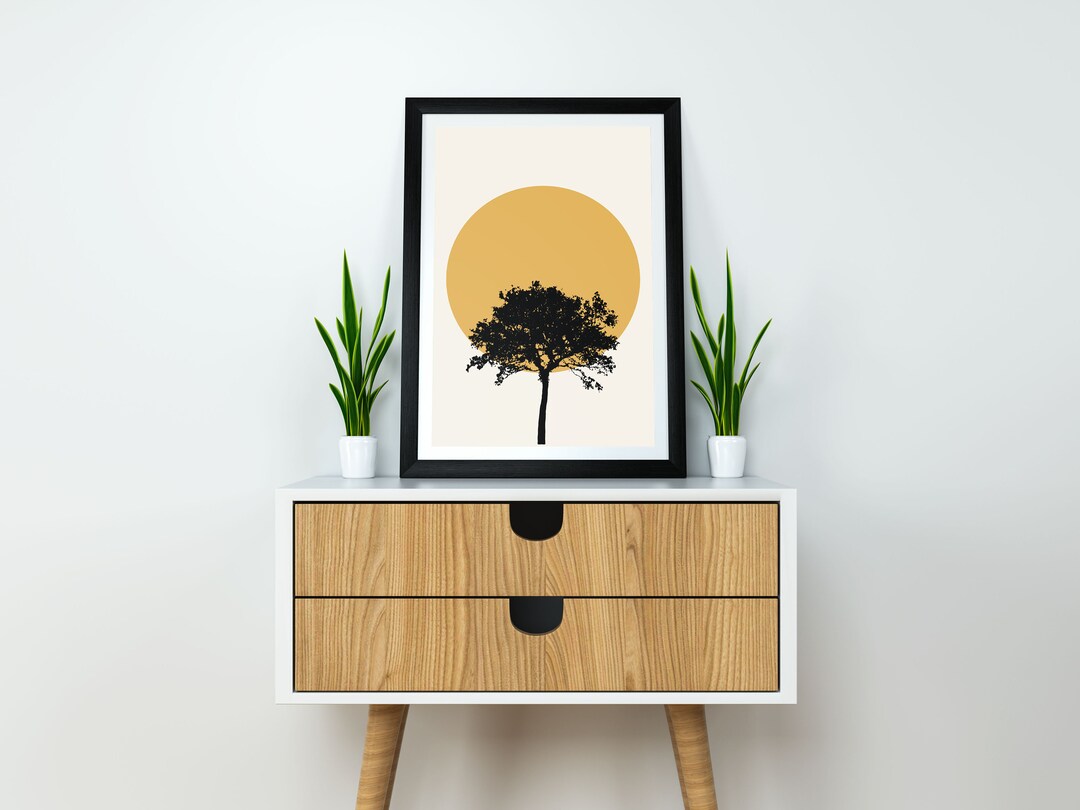 Scandi Tree Print | Minimalist Sun, Nature Wall Art - Etsy