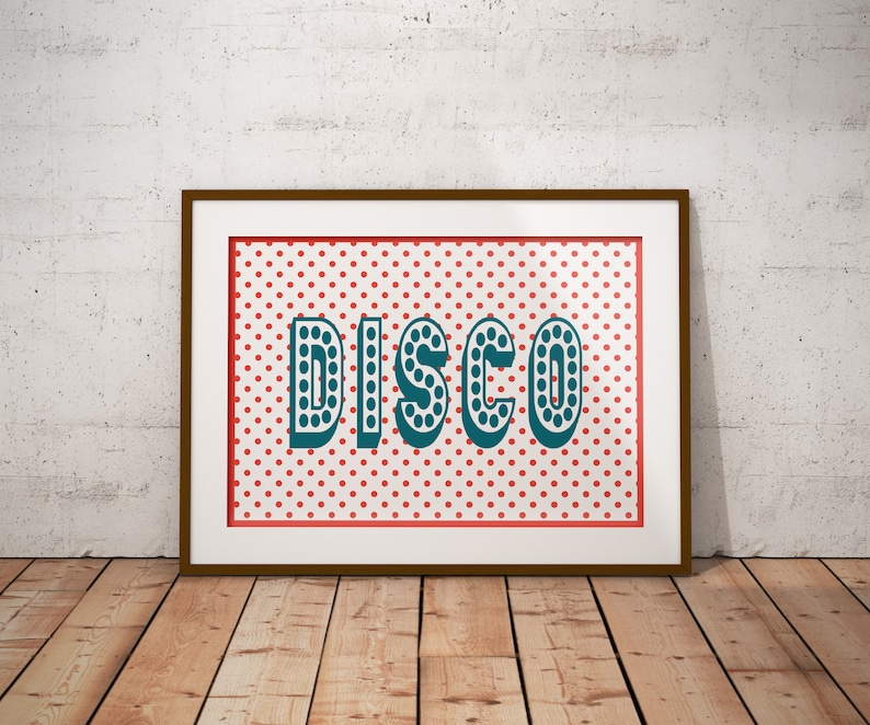 Disco Wall Art Print Typography Kitchen Wall Art Home | Etsy