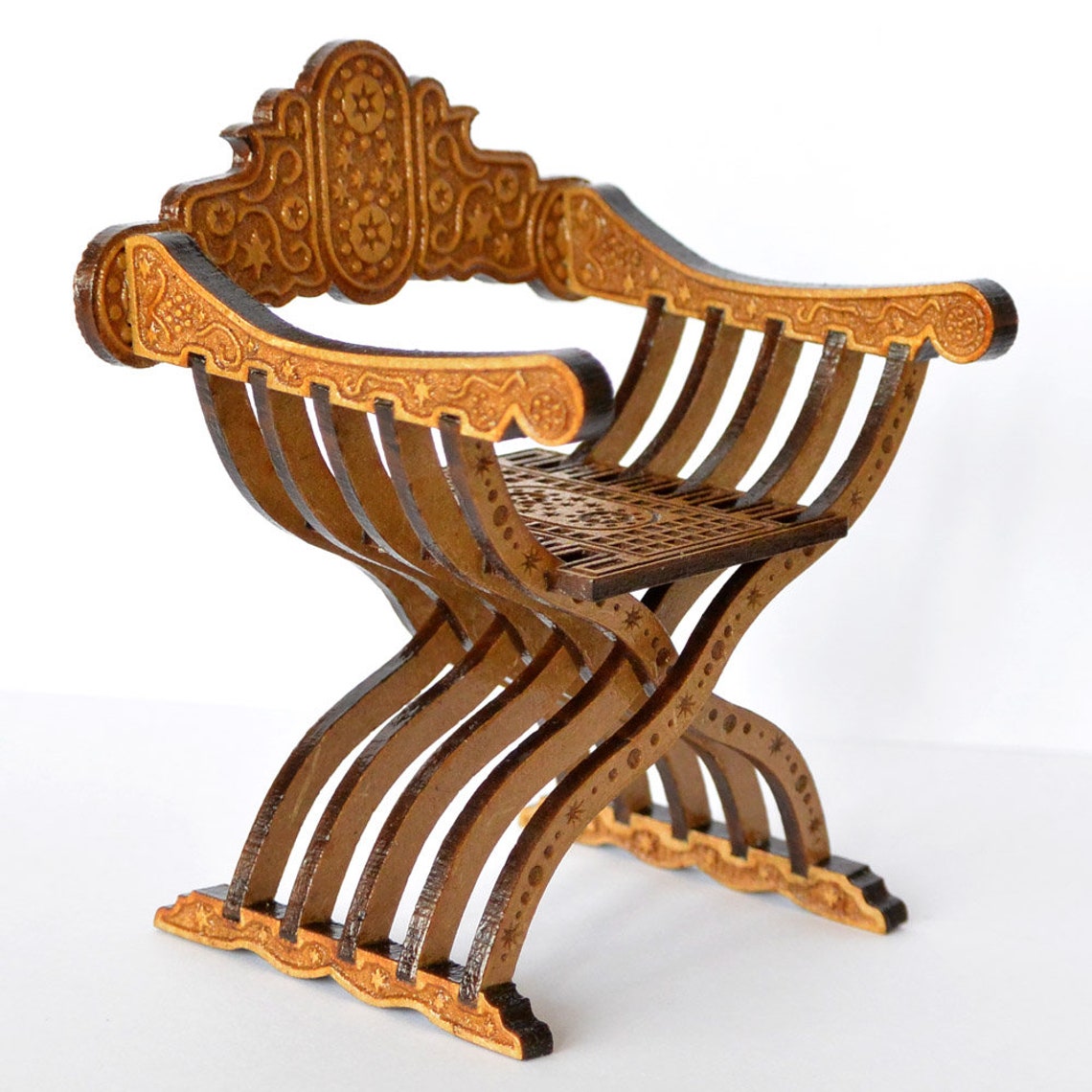 Curule Seat Savonarola Chair Dollhouse Miniature Kit 1:12 - Etsy