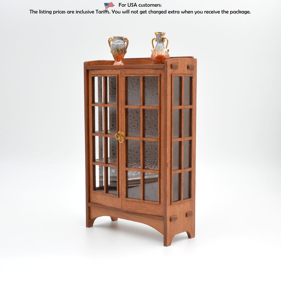 Display Cabinet (tall) Mission Style, Arts&crafts - Dollshouse ...