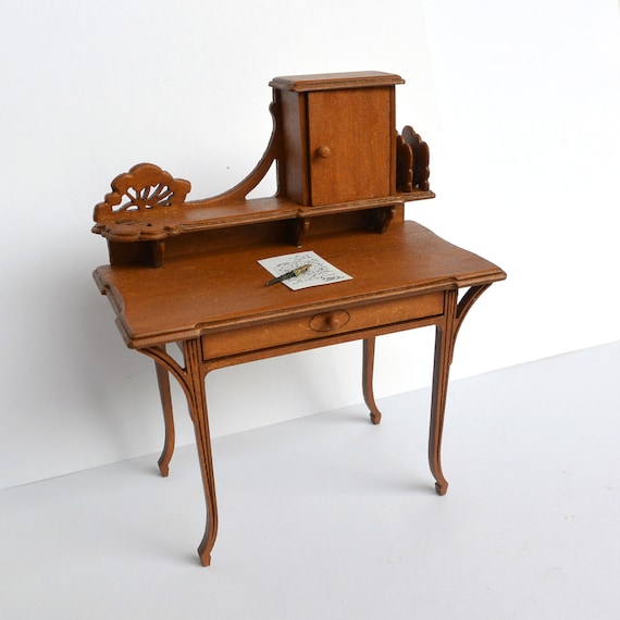 Art Nouveau Secretaire Lady s Desk Dollhouse Miniature Kit 1 12 Etsy UK