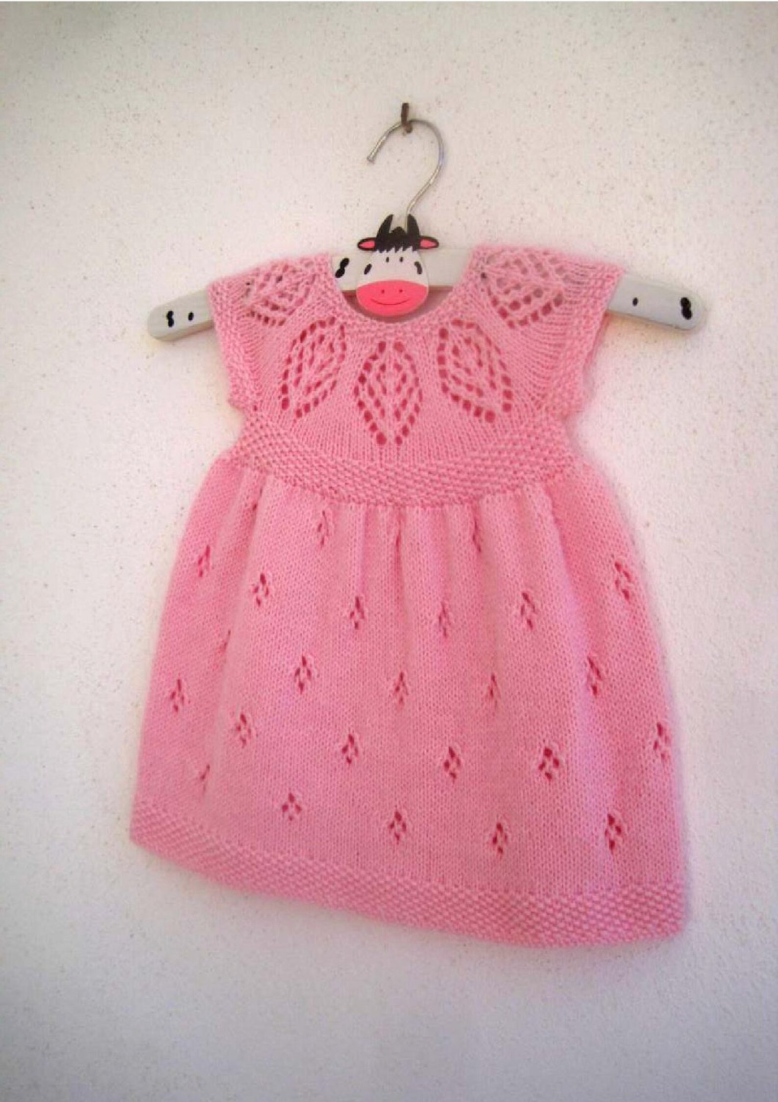 Baby Dress Knitting Pattern, Girls Dress Knitting Pattern, Lace Yoke ...