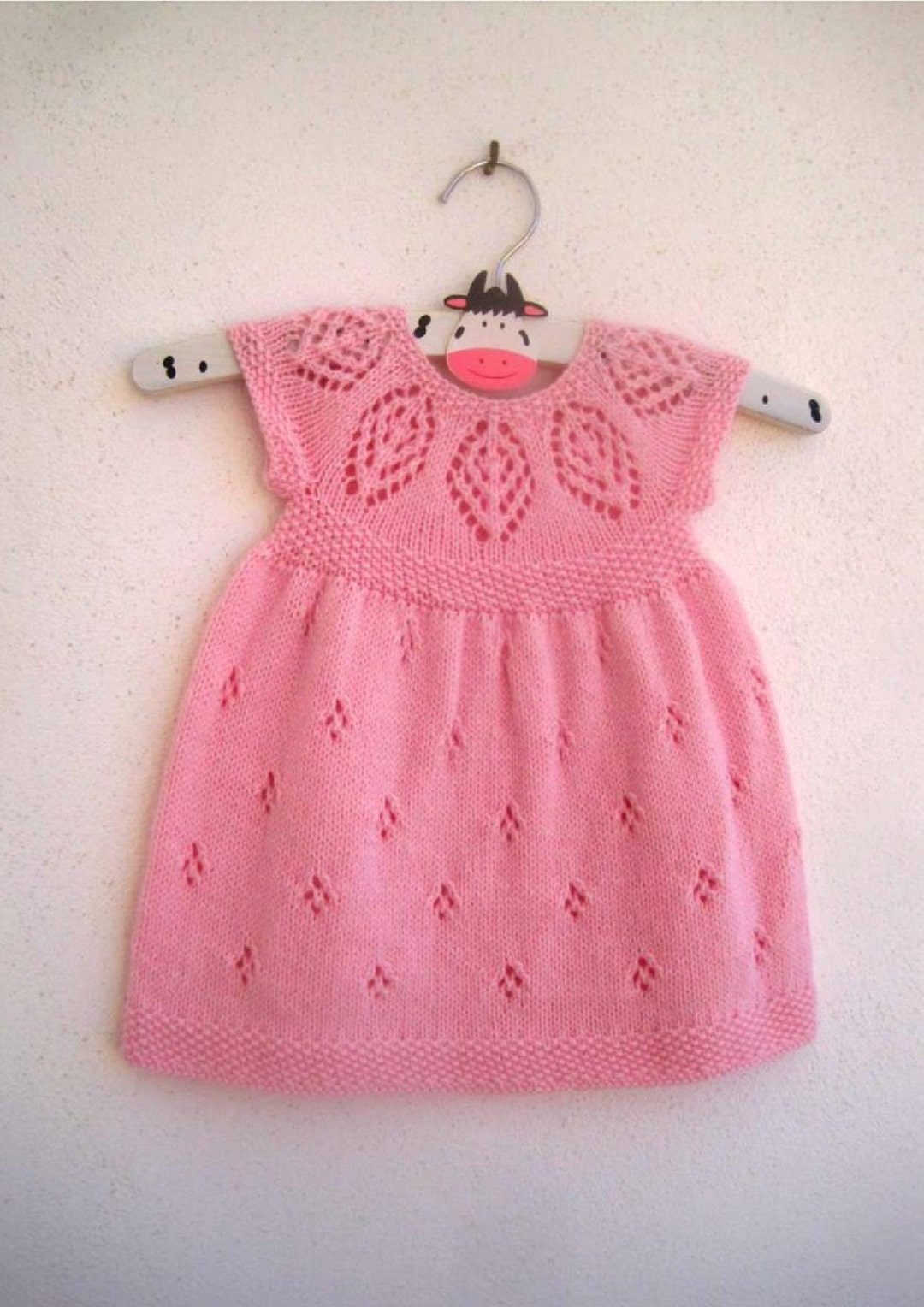Baby Dress Knitting Pattern, Girls Dress Knitting Pattern, Lace Yoke ...