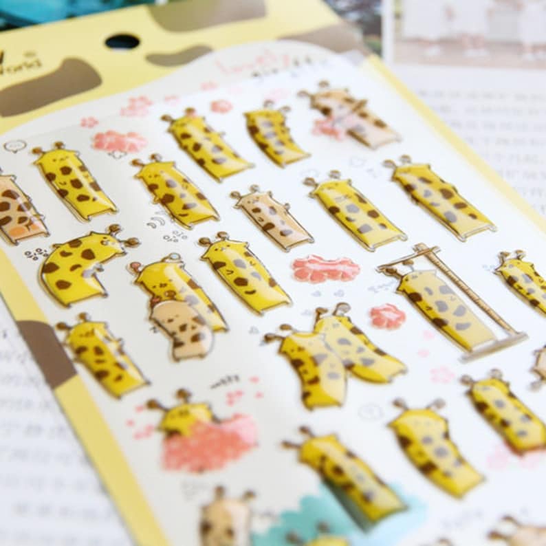 Paper & Party Supplies Cute Giraffe Epoxy Sticker Animal Planner ...