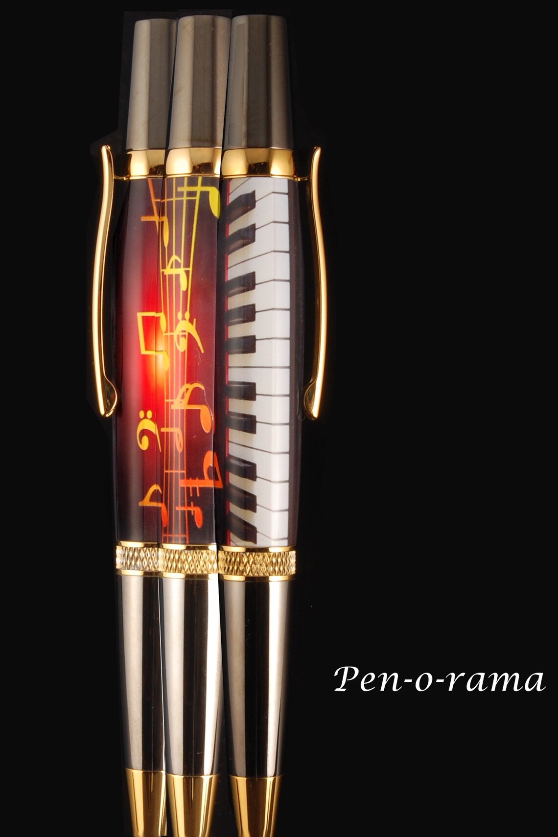 Piano Music Ballpoint Pen in Black titanium with gold accents - Etsy Italia