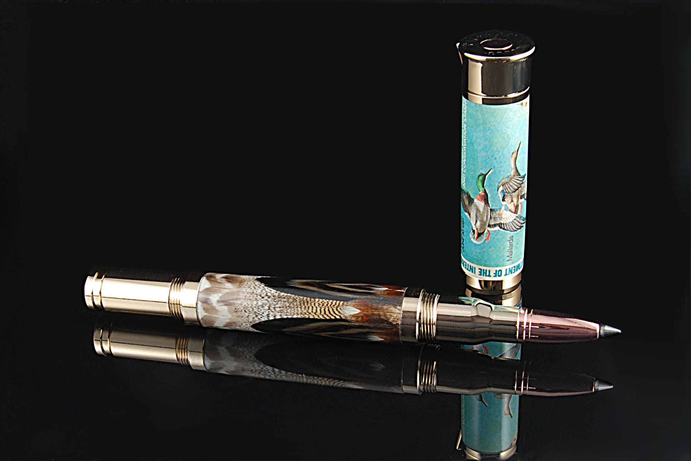 Shotgun Shell Pen Rollerball Pen With Duck Feathers & Mallard Duck ...