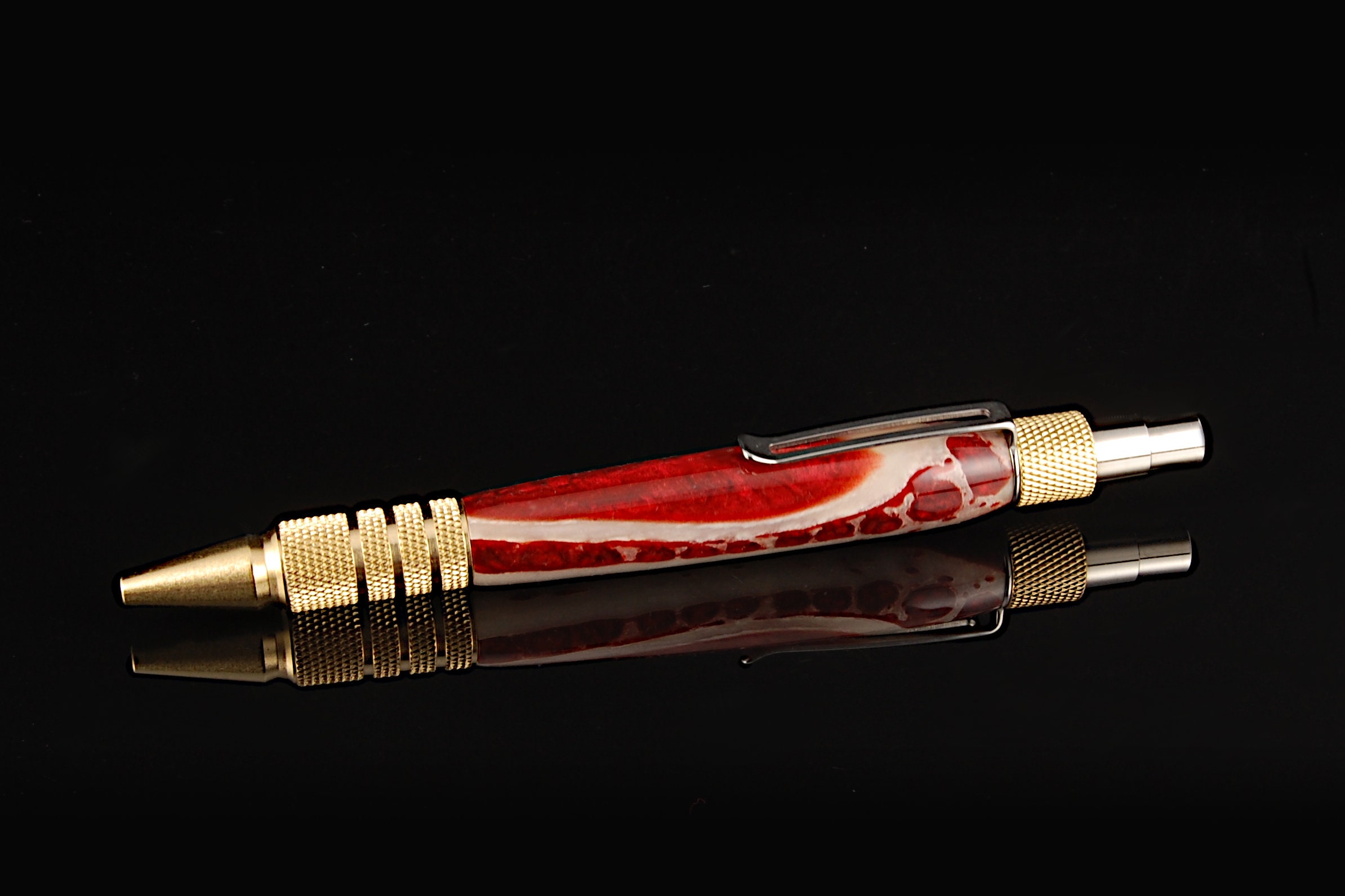 Alligator Jawbone Click Ballpoint Pen in Molten Red Acrylic Filling - Etsy