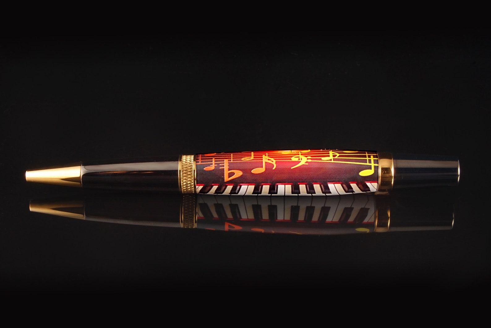 Piano Music Ballpoint Pen in Black titanium with gold accents - Etsy Italia