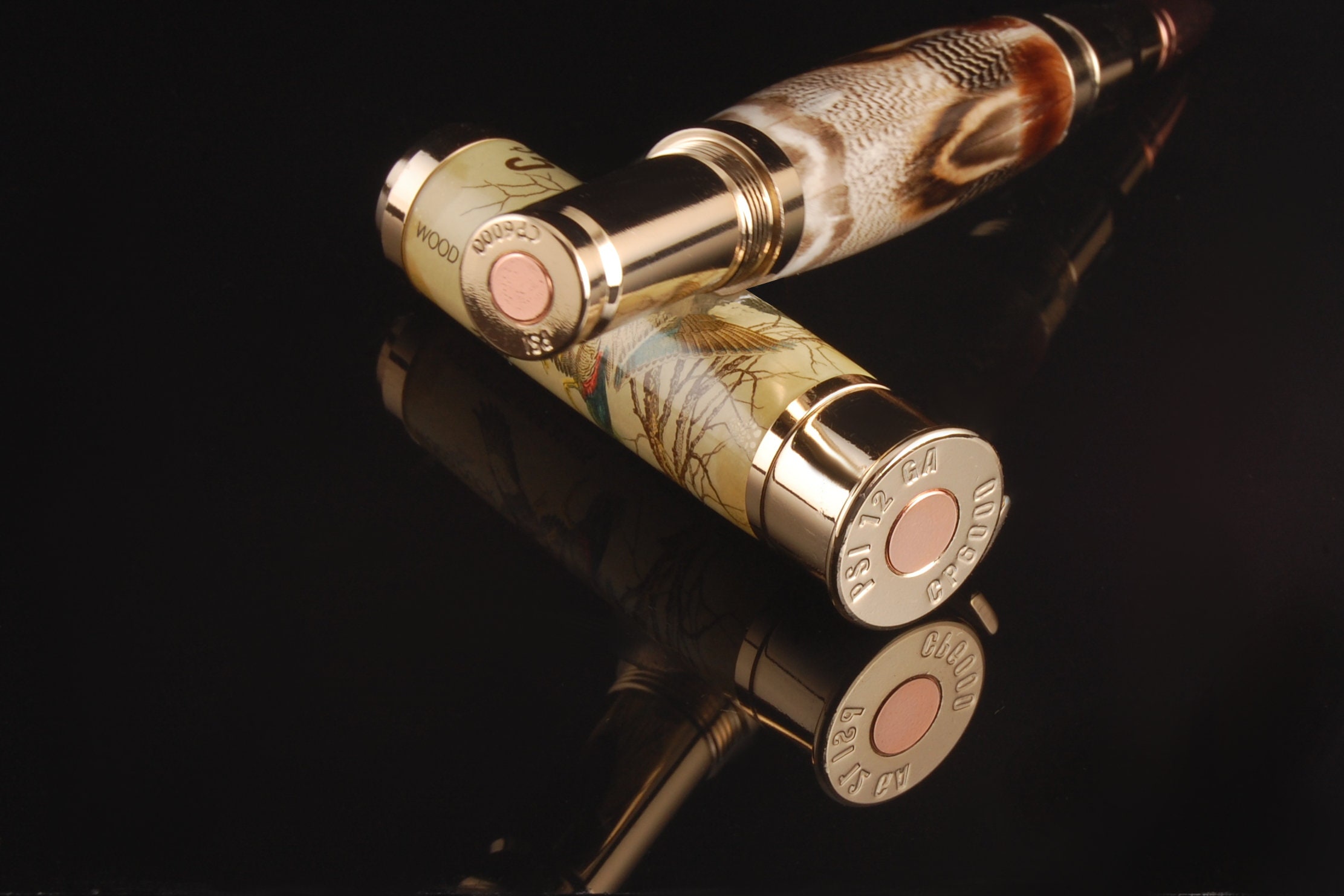 Shotgun Shell Pen Rollerball Pen With Duck Feathers & Wood - Etsy