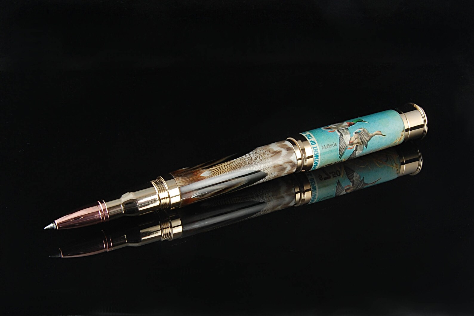 Shotgun Shell Pen Rollerball Pen With Duck Feathers & Mallard Duck ...