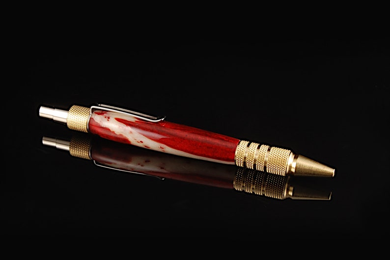 Alligator Jawbone Click Ballpoint Pen in Molten Red Acrylic Filling - Etsy