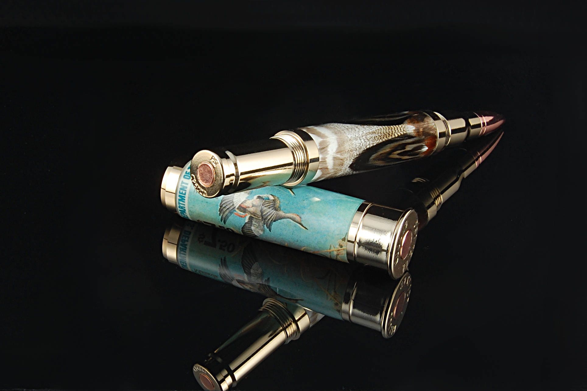 Shotgun Shell Pen Rollerball Pen With Duck Feathers & Mallard Duck ...