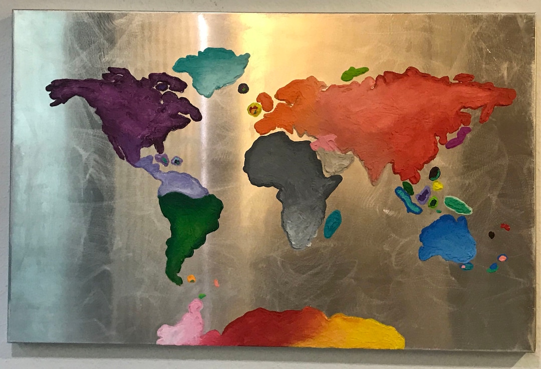 Painting Acrylic World Map Abstract Painting Original Painting ...