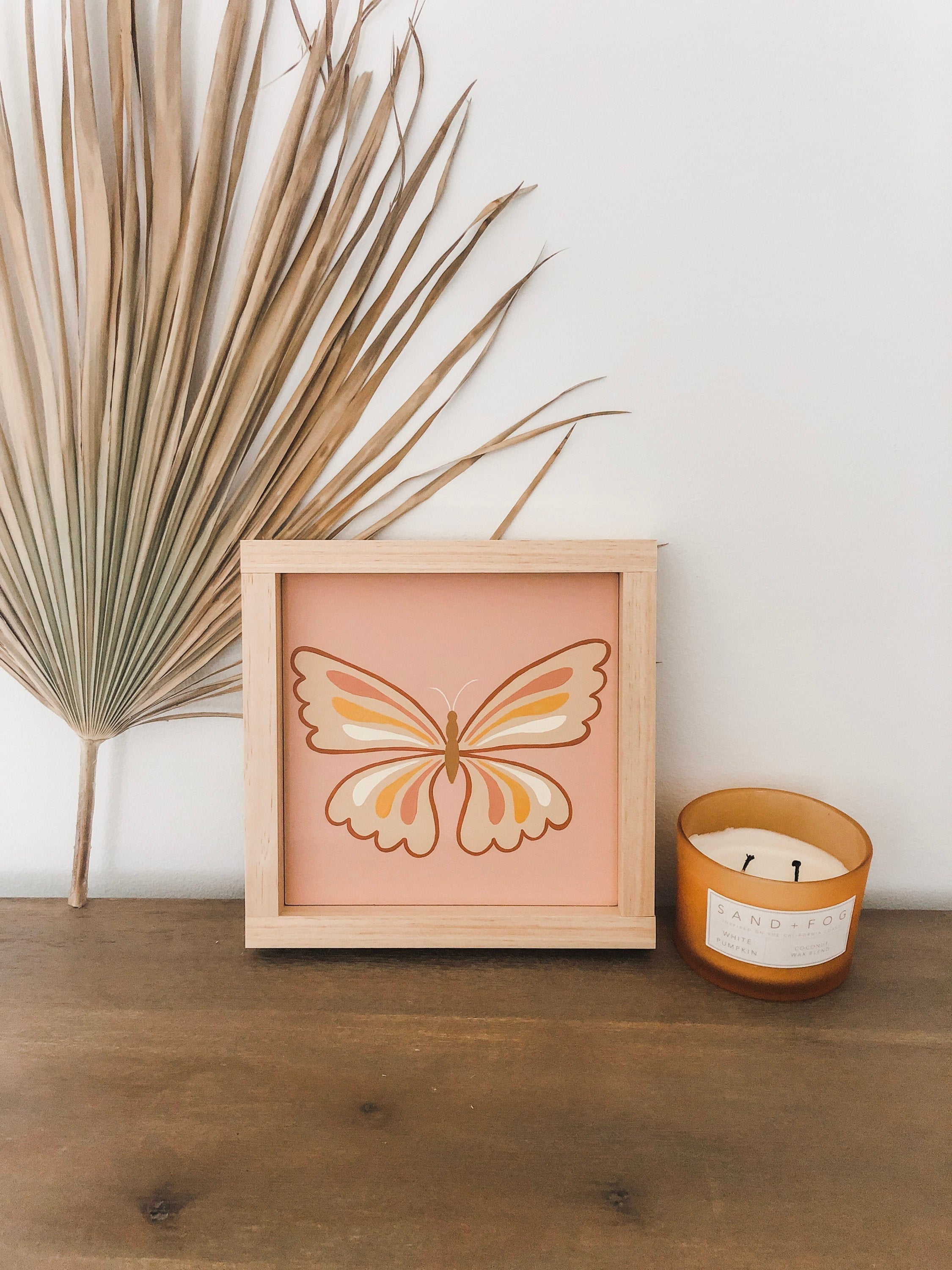 Boho Butterfly | Wood Sign | Pink Butterfly Painting | Boho Decor ...