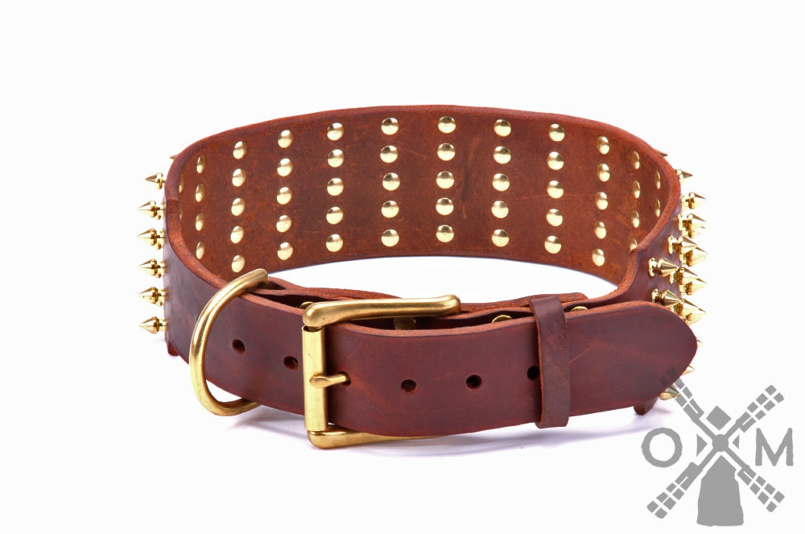 Bullmastiff Spiked Collar. 3 Inch Wide Leather Dog Collar With - Etsy