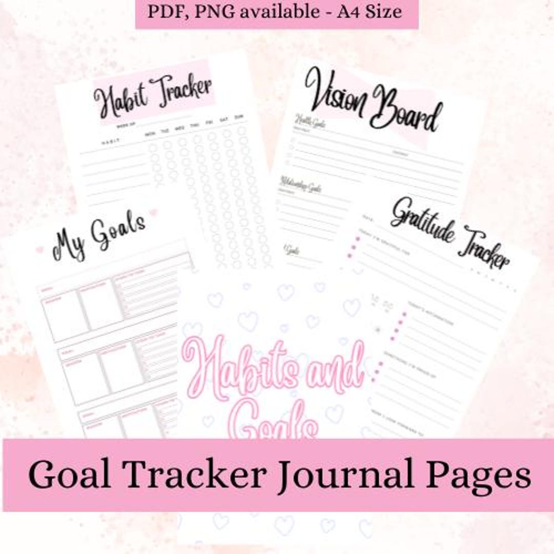 Printable Goal Tracker Journal Pages | Planners | Trackers | A4 & A5 - Etsy
