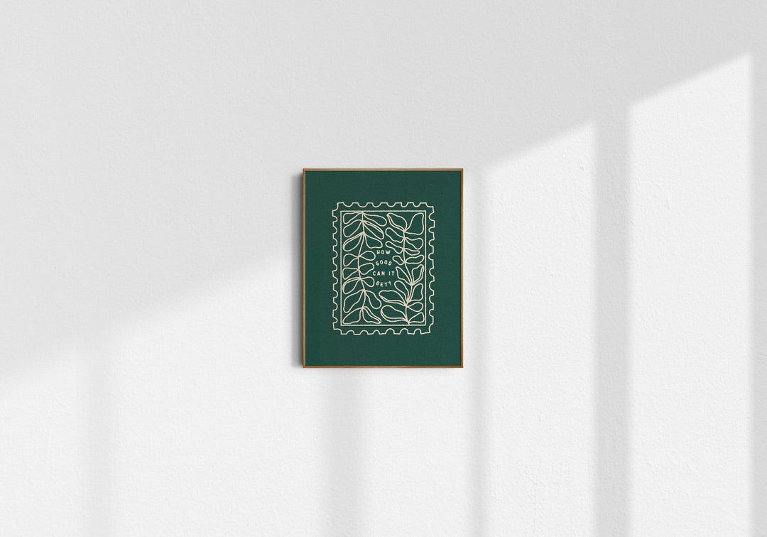 How Good Can It Get, Green, Ferns Illustrated Art Print - Postage Stamp ...