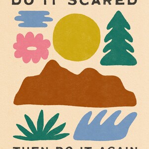 Do It Scared Illustrated Art Print Multiple Colors, Organic Shapes ...