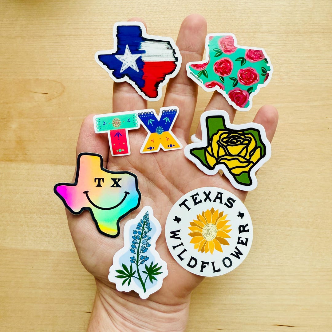 Mini Texas Sticker - Texas Wildflower Stickers - Yellow Rose ...