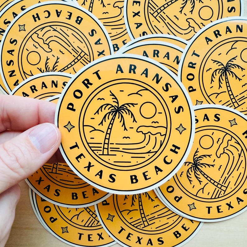 Port Aransas Texas Beach Sticker - Beach Sticker - Vintage Coastal ...