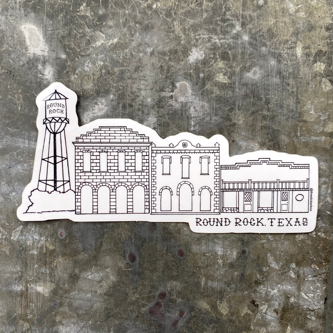 Round Rock Skyline - Downtown Round Rock Texas - Texas Sticker - Round ...