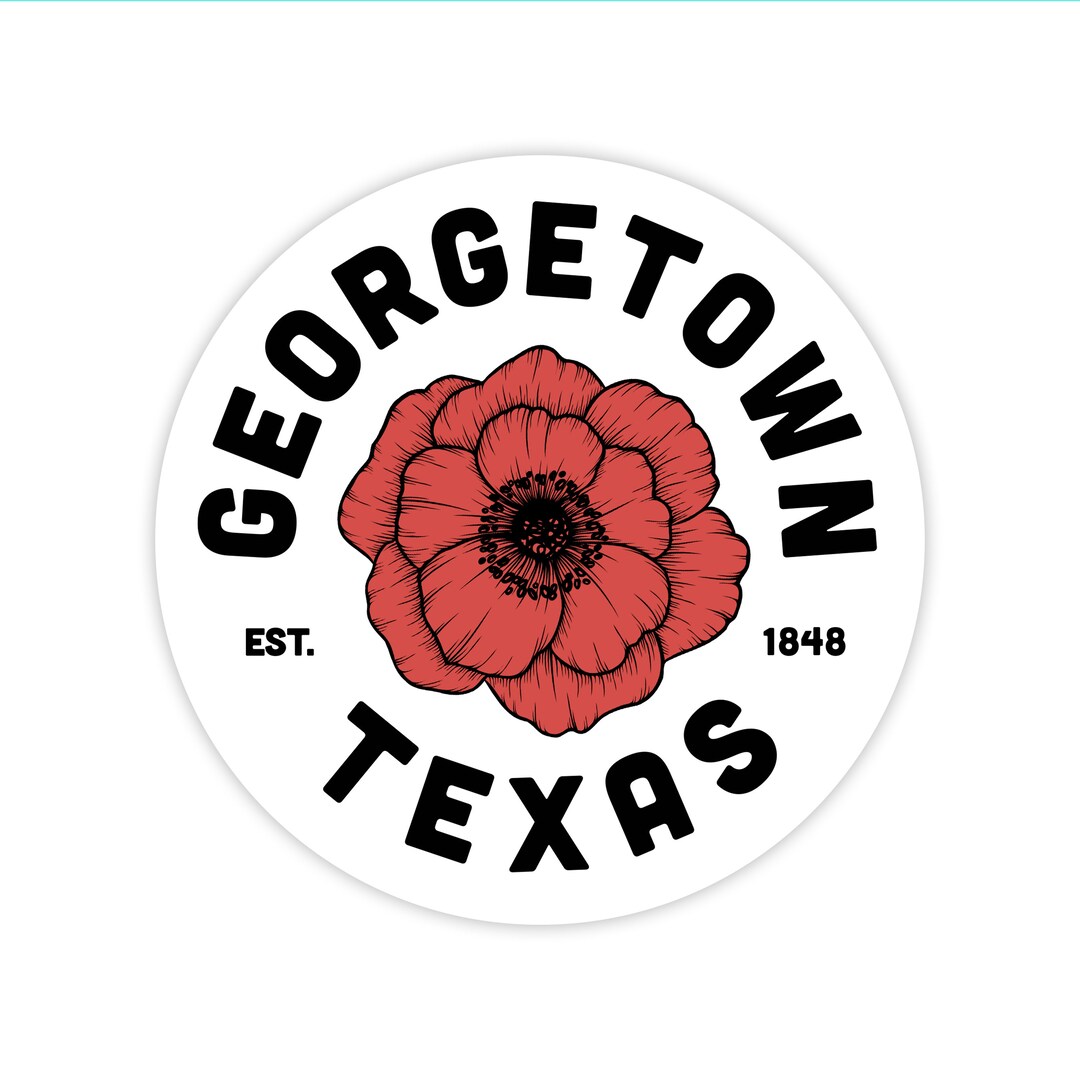 Georgetown Texas Sticker - Poppy Sticker - Flower Sticker - Georgetown ...