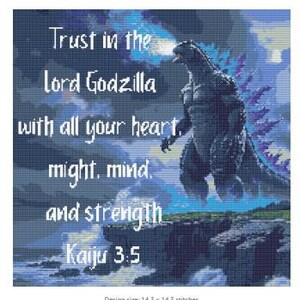 Trust in the Lord Godzilla - Cross Stitch Pattern - Etsy