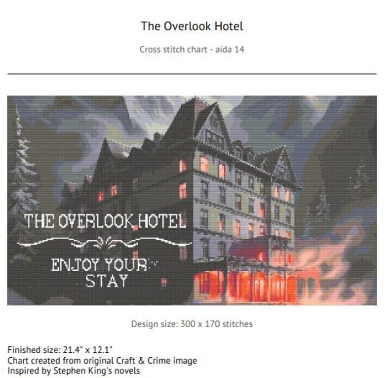 The Overlook Hotel - Stephen King's the Shining - Cross-stitch Pattern ...