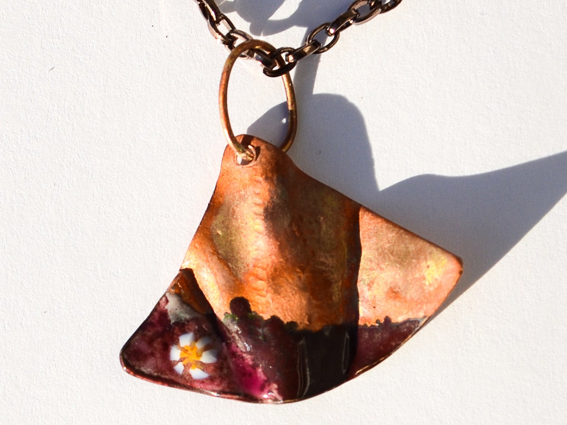 Wrinkled Flower Pendant Fold Form and Enamel Pendant With Shades of ...