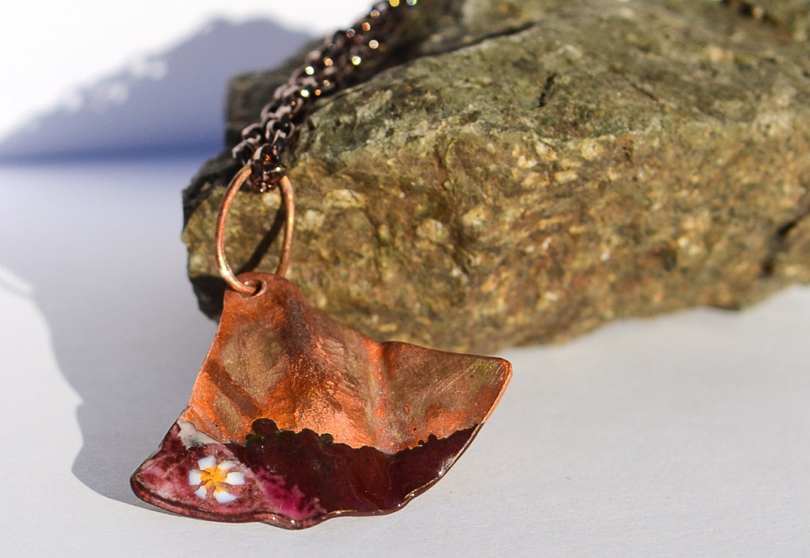 Wrinkled Flower Pendant Fold Form and Enamel Pendant With Shades of ...