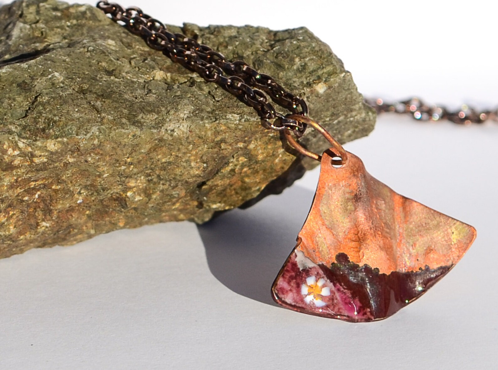 Wrinkled Flower Pendant Fold Form and Enamel Pendant With Shades of ...