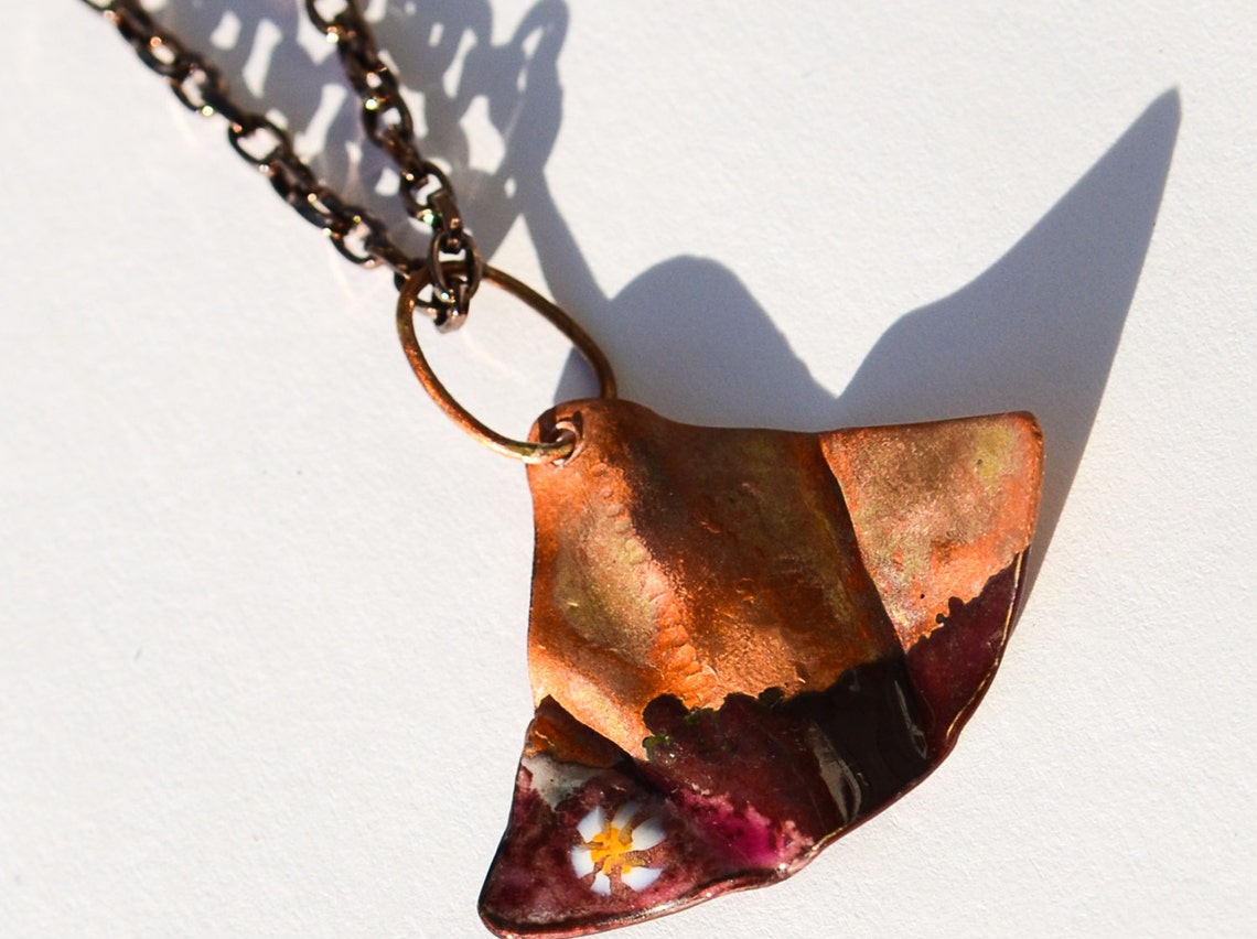 Wrinkled Flower Pendant Fold Form and Enamel Pendant With Shades of ...