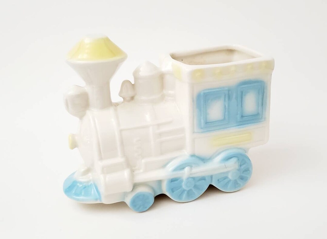 Vintage Planter Vase Pastel Baby Choo Choo Train, Baby Shower Gift ...