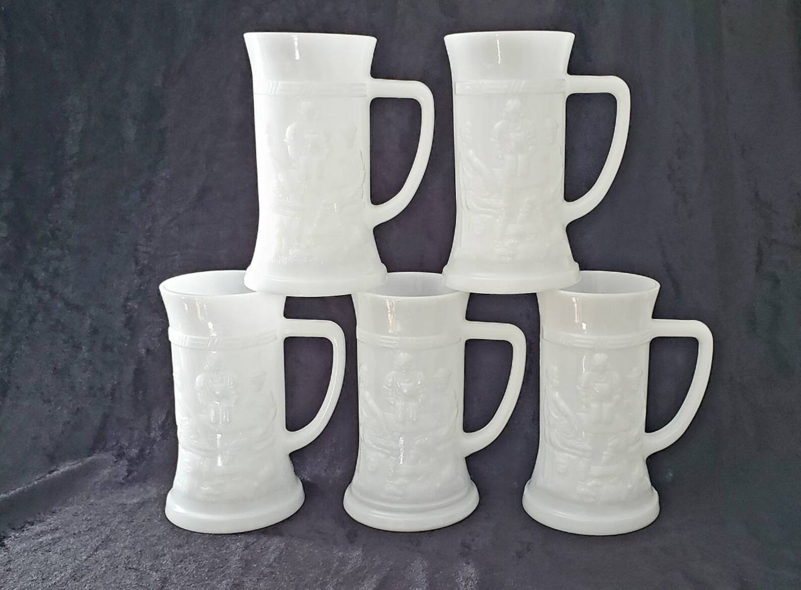 Vintage Federal Glass Milk Glass Beer Mugs Steins Tavern Etsy