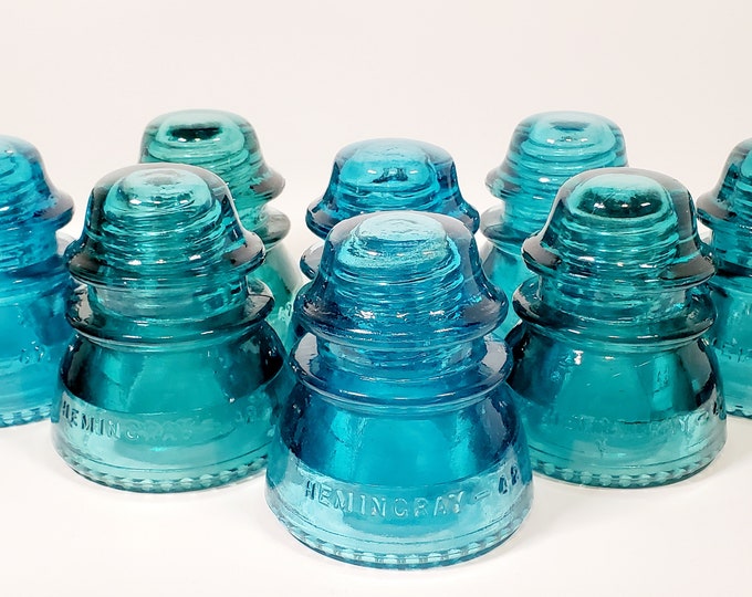 Vintage 1960s Green Glass Hemingray-42 Insulators, CD154, Rounded Drip ...