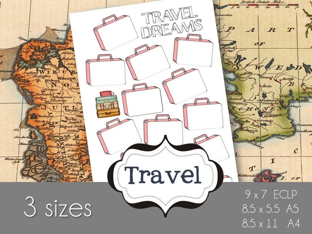 Travel Journal Printable Paper, Planner Insert, All 3 Sizes Included ...