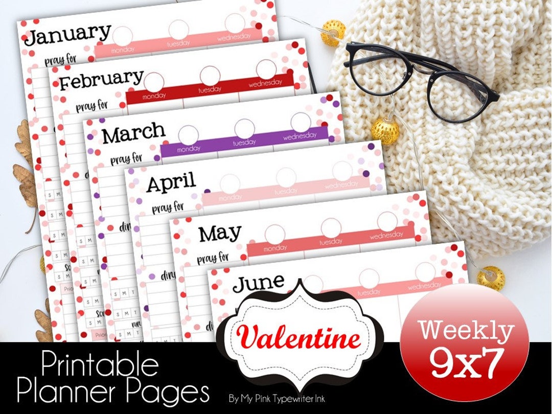 Valentine Weekly Planner Printable: 9x7 Agenda (PDF) - Etsy