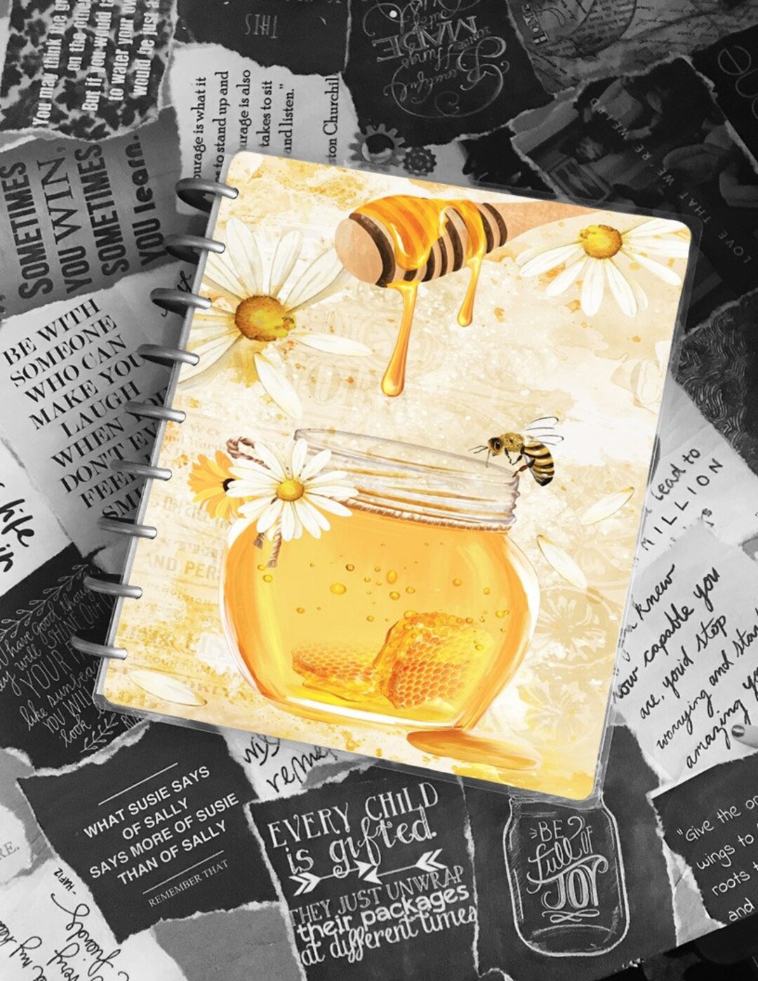 Honey Bee Planner Cover | Disc Bound Notebook Cover - Etsy