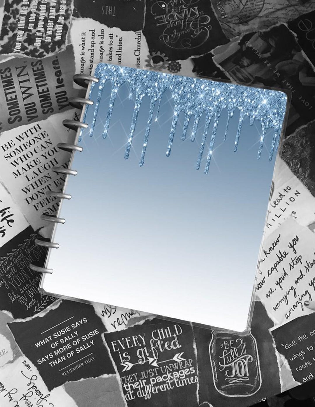 Dripping Glitter Disc Bound Planner Cover: Custom Teacher Notebook - Etsy