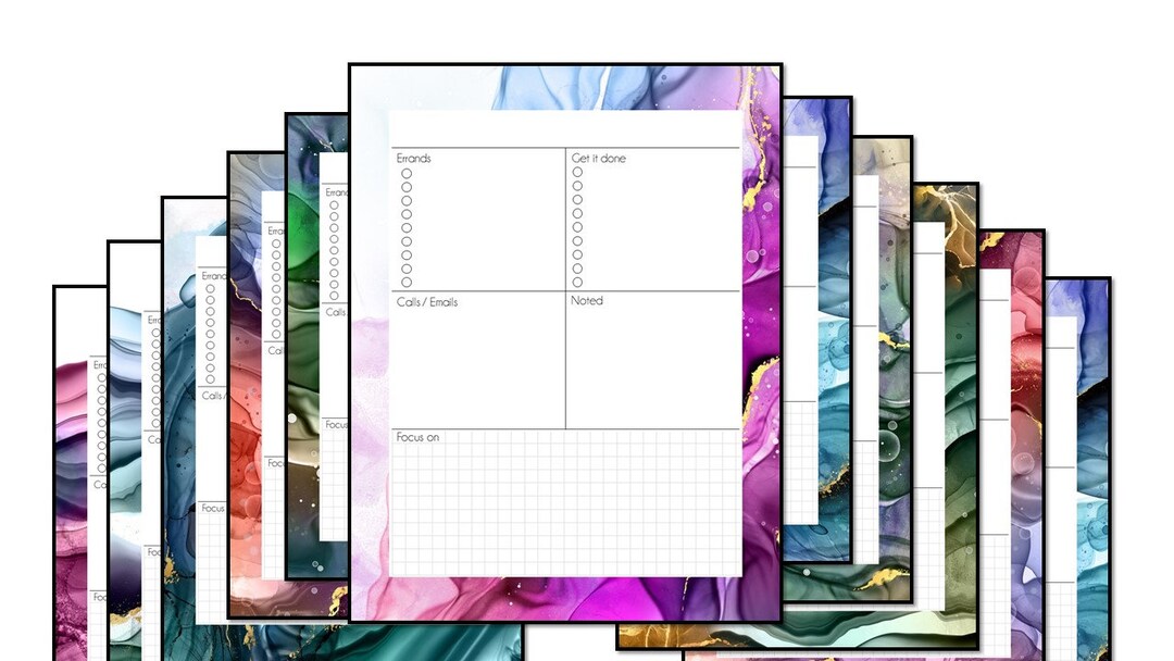 Alcohol Ink Planner Dashboard: Multiple Sizes (PDF Pattern) - Etsy