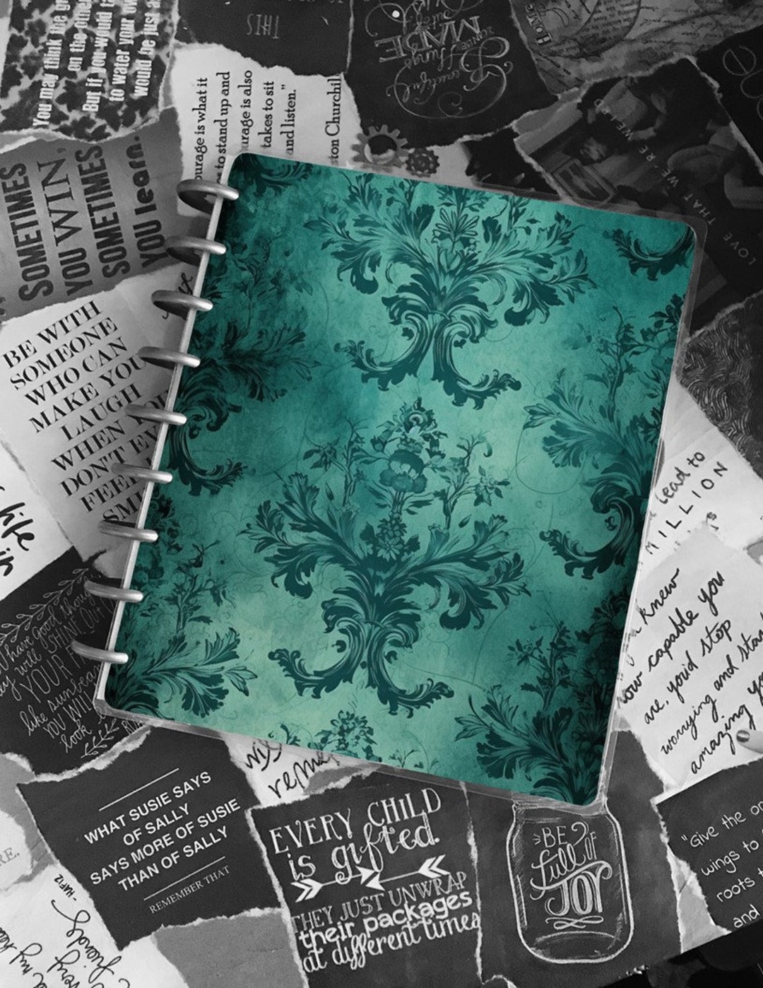 Disc Bound Plastic Cover | Teacher Notebook | Planner Cover | Damask ...