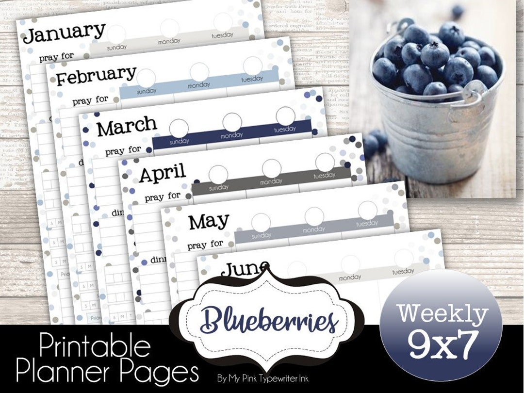 Blueberry Weekly Planner Printable: 9x7 Agenda (PDF Pattern) - Etsy