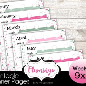 Weekly Planner Printable Page | Happy Planner Classic | Green Pink ...