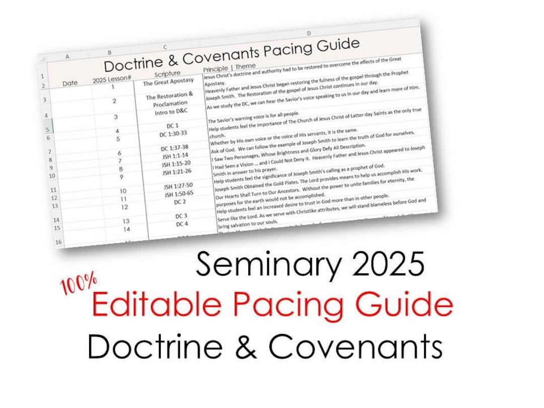 Pacing Guide Template for Seminary 2025 - Doctrine and Covenants ...