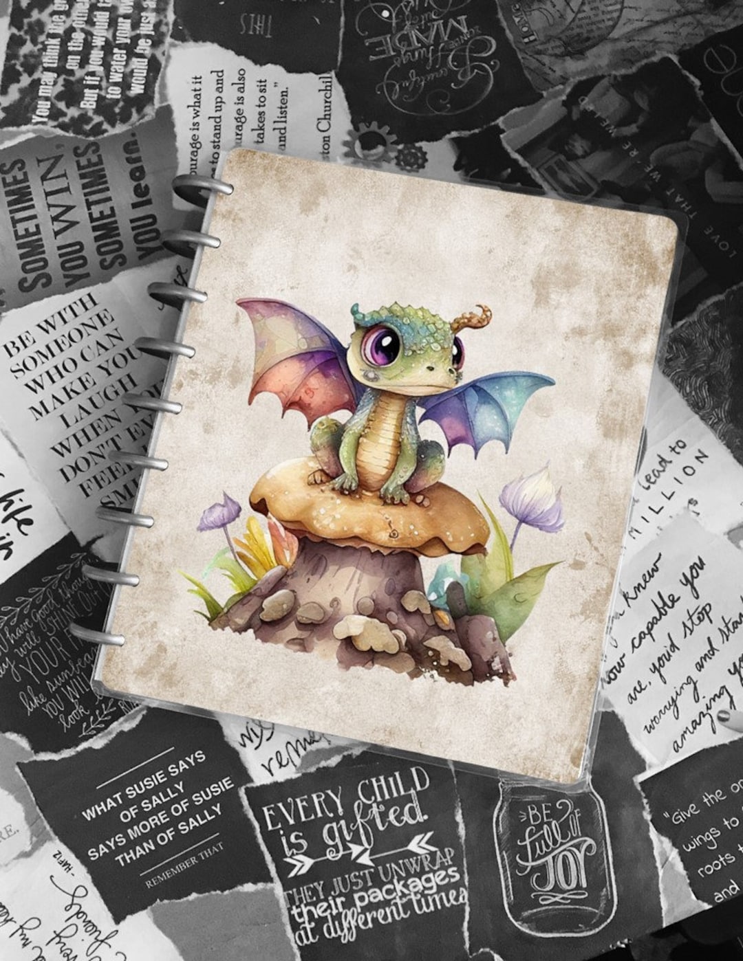 Baby Dragon Planner Cover | Notebook Cover | Disc Bound Cover - Etsy