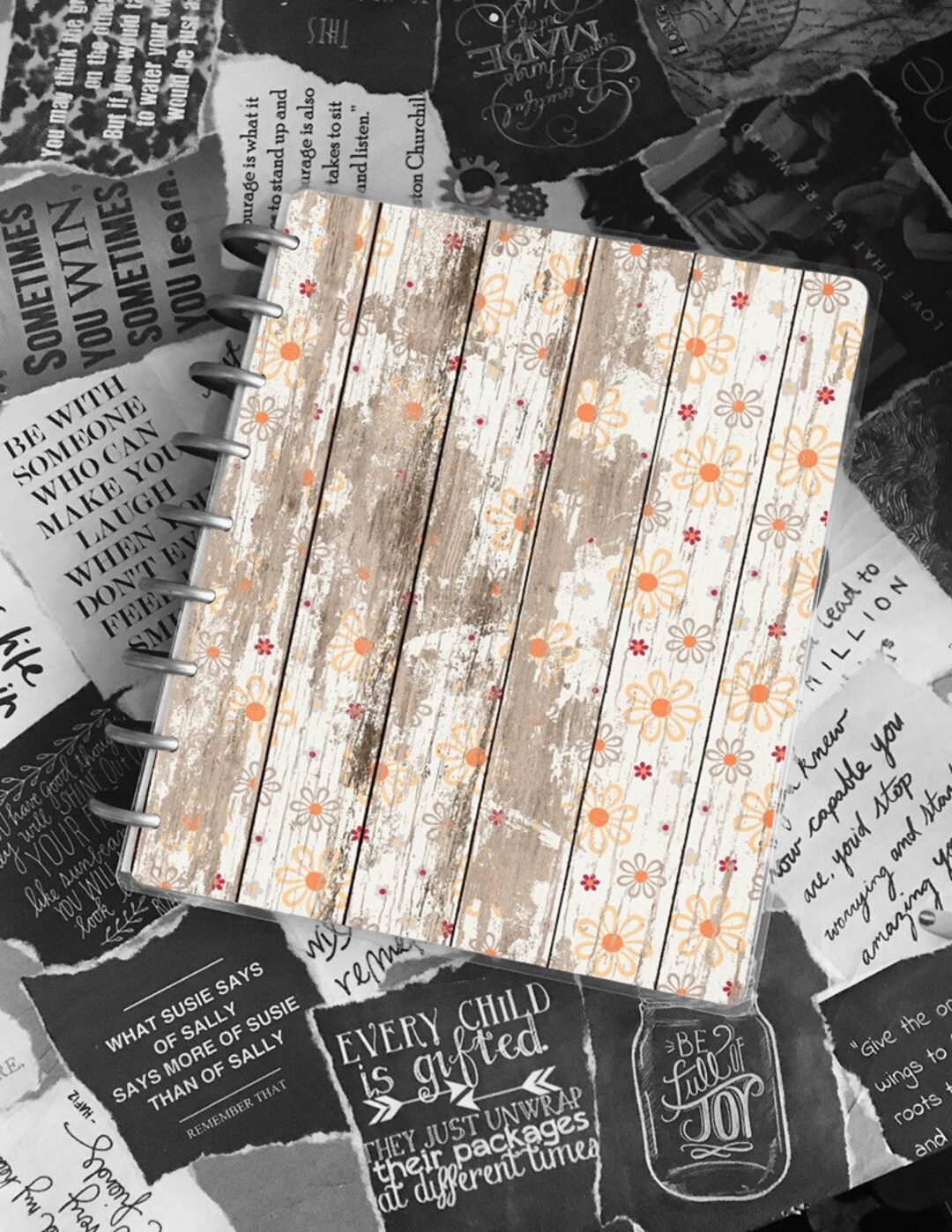 Daisy Planner Cover: Rustic Wood Shabby Chic, Fits Happy Planner - Etsy