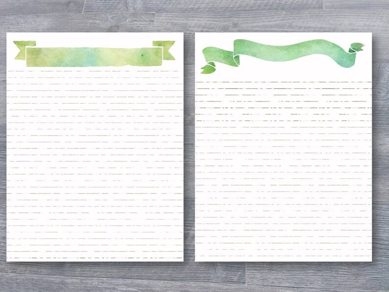 Printable Journal Paper Lined Paper Planner Paper Green - Etsy