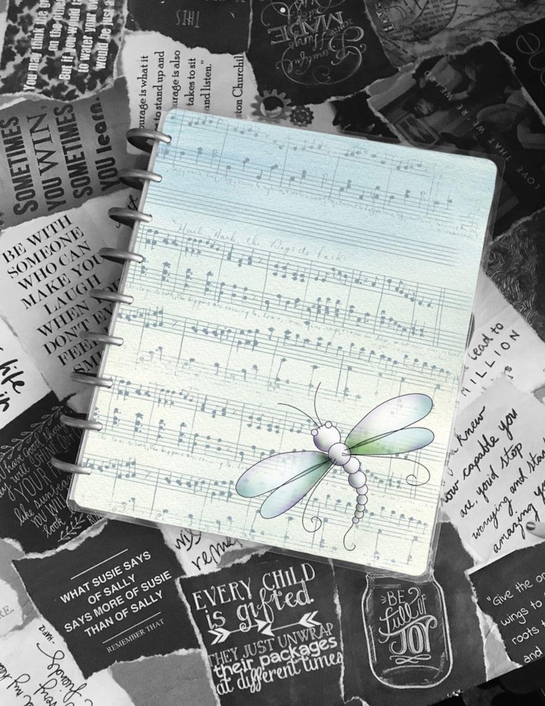 Dragonfly Disc Bound Planner Cover | Music - Etsy