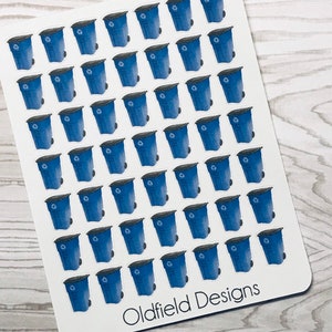 Blue Recycle Bin Sticker - Trash Can - Garbage Day - Planner Sticker ...